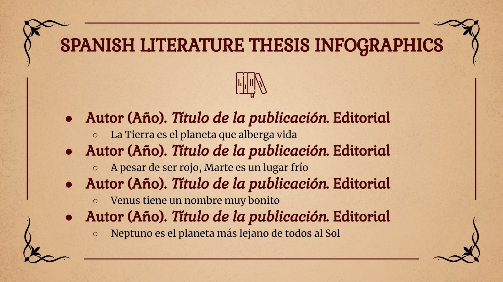 Infografías tesis de Literatura Española | Google Slides