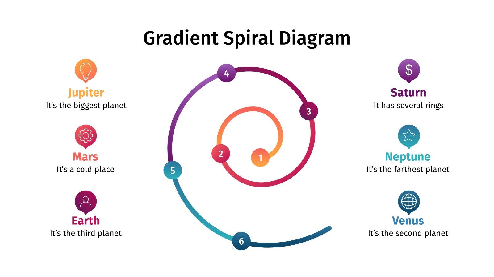 Gradient Spiral Diagrams for Google Slides & PowerPoint