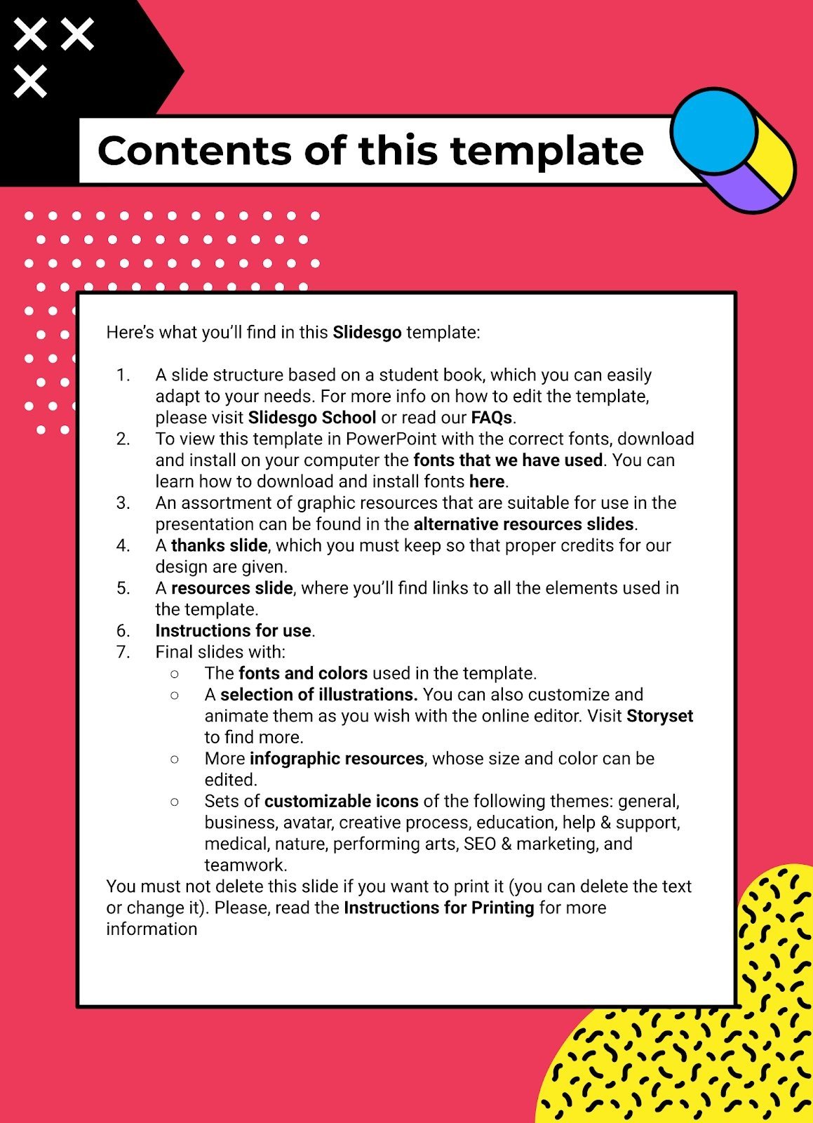 Colorful Memphis Style: Student Book | Google Slides & PPT