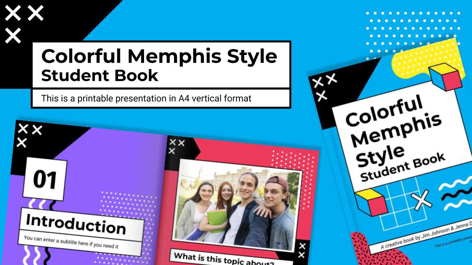 Libro del alumno estilo Memphis colorido | Google Slides y PPT