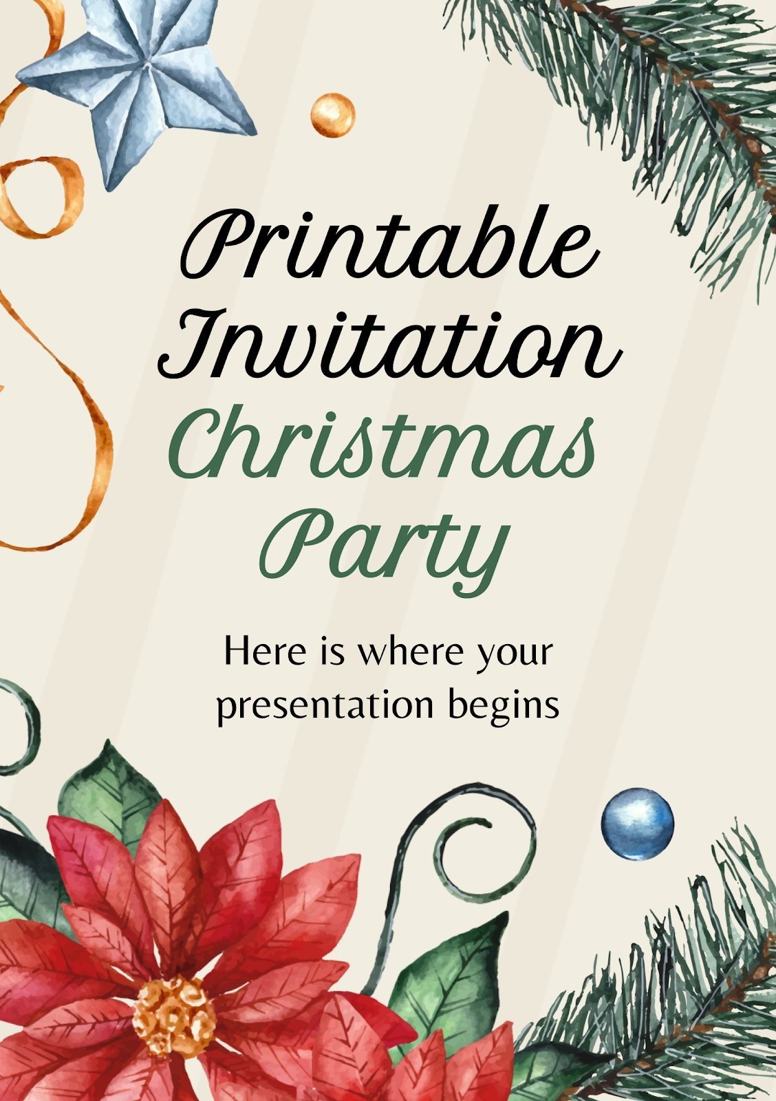 Printable Invitation Christmas Party | Google Slides & PPT