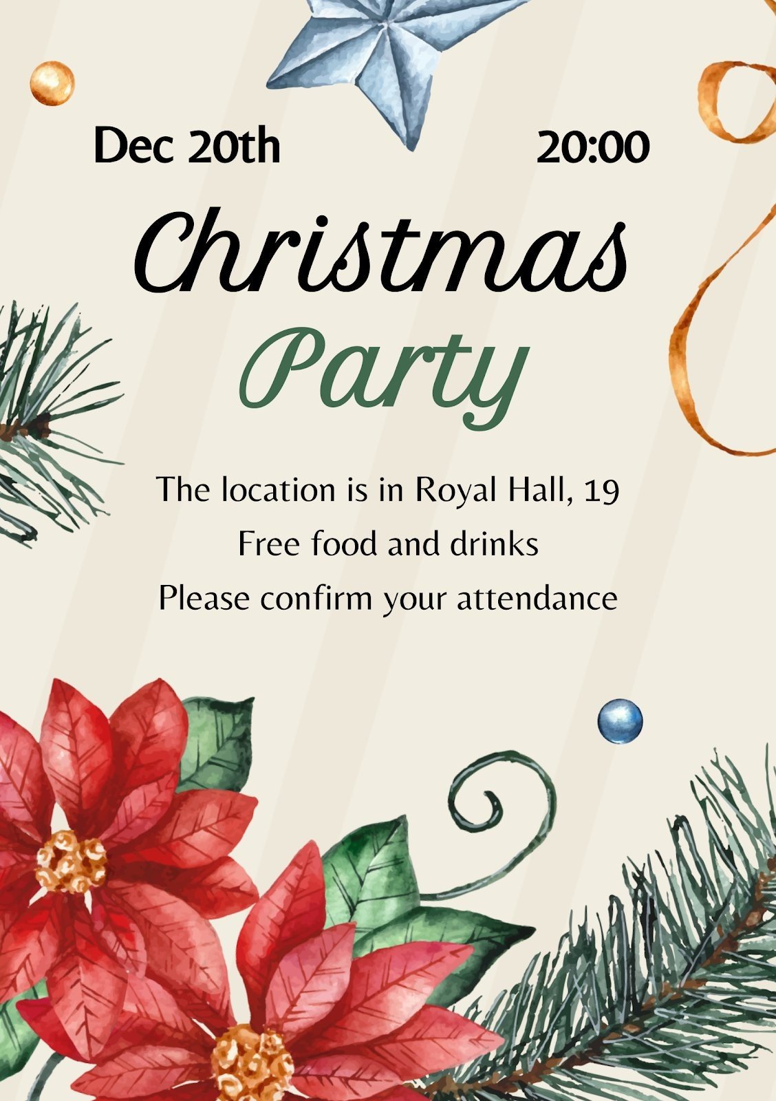 Printable Invitation Christmas Party | Google Slides & PPT