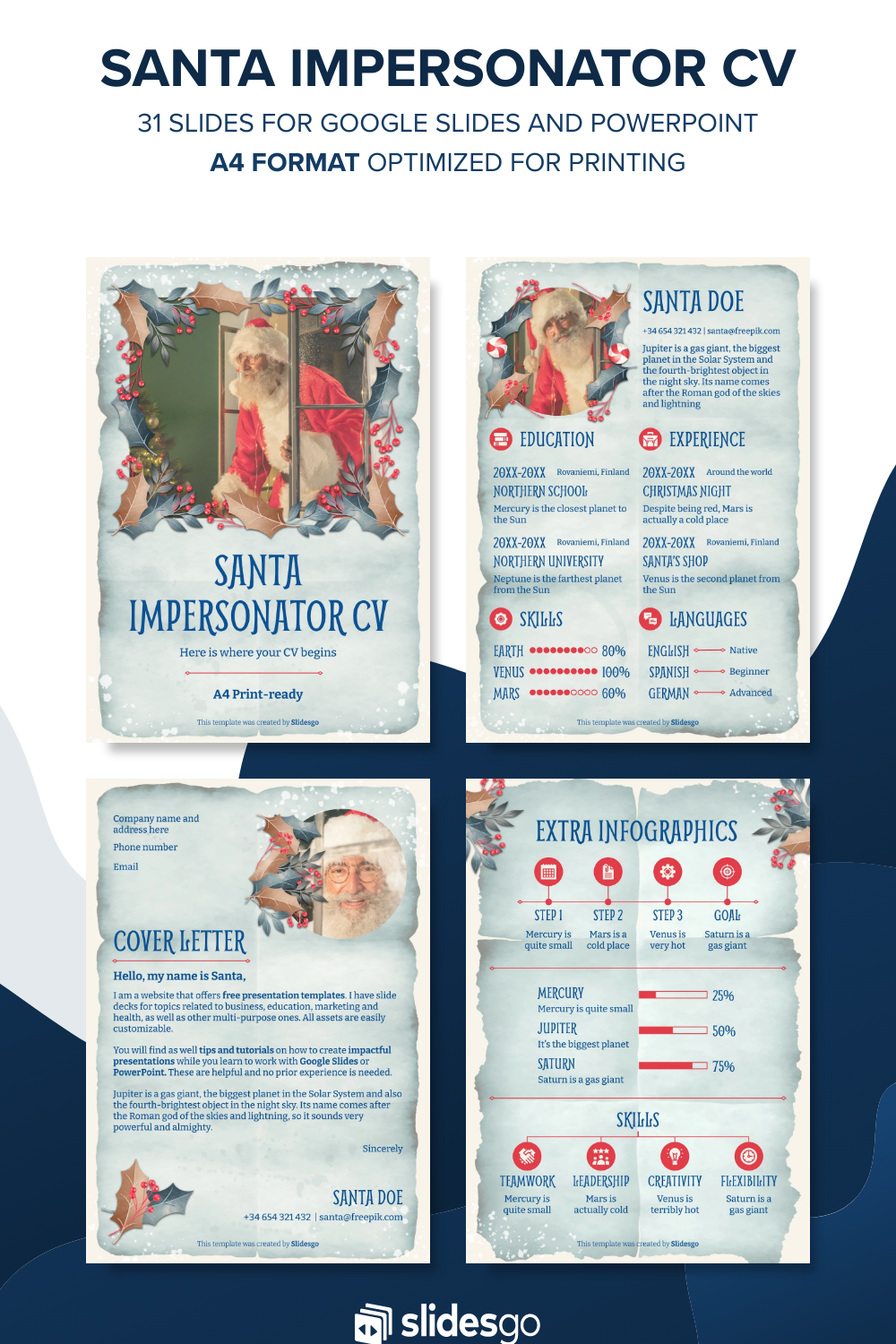 Christmas Temp Job CV | Google Slides & PowerPoint