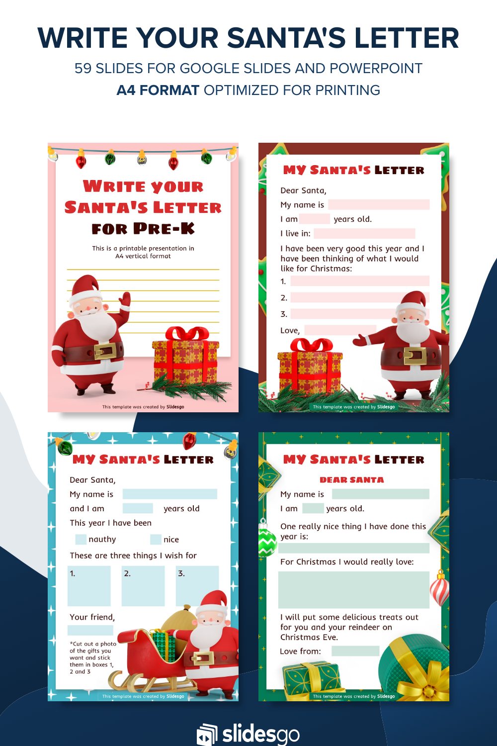 Write your Santa's Letter for Pre-K | Google Slides