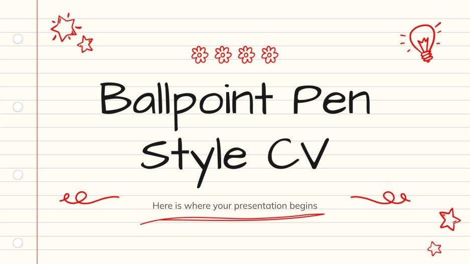 Ballpoint Pen Style CV | Google Slides & PowerPoint