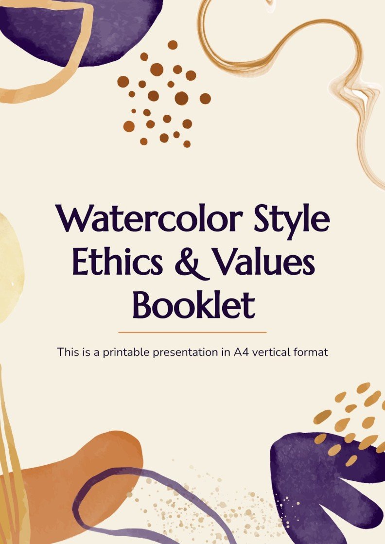 Watercolor Style Ethics & Values Booklet | Google Slides & PPT