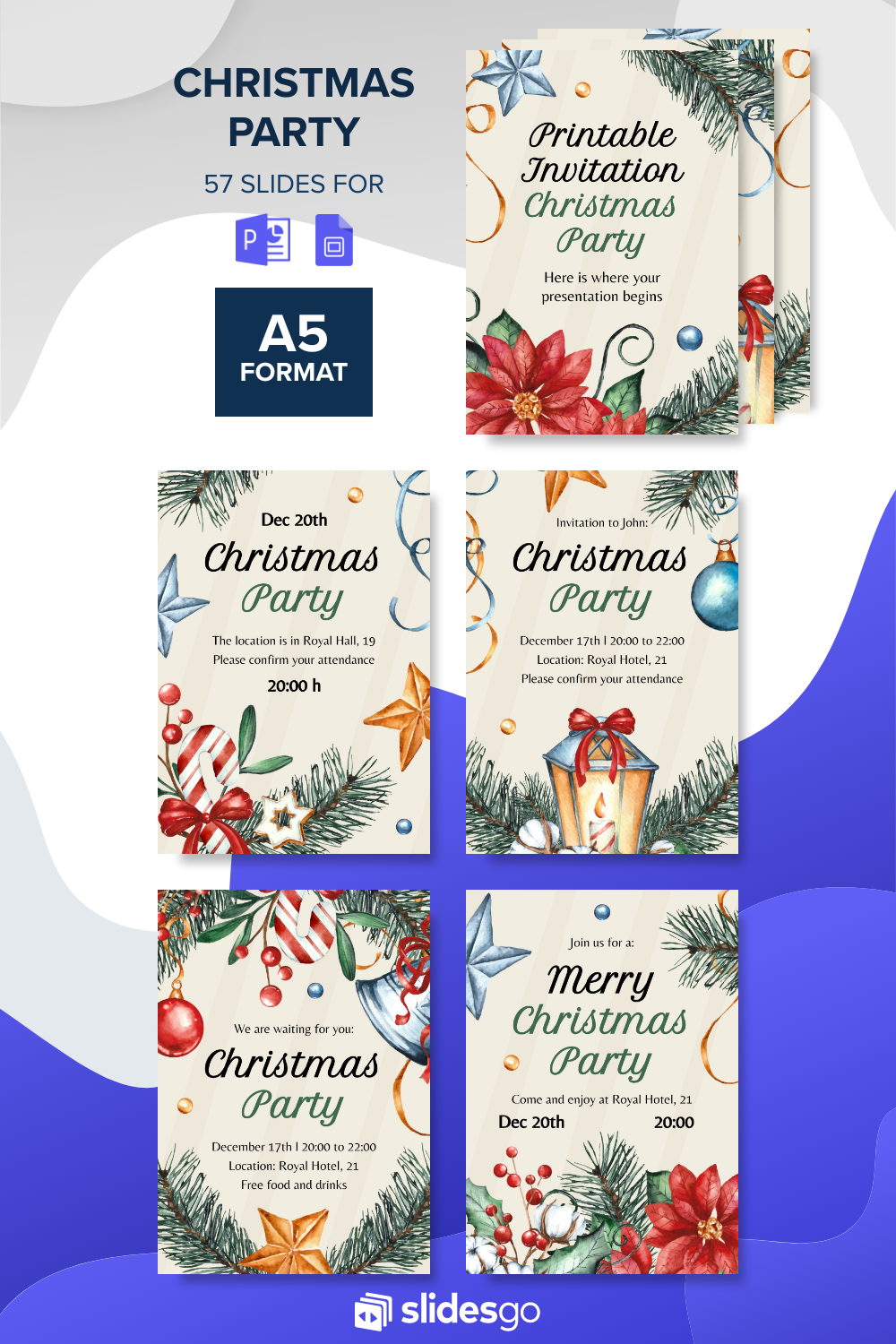 Printable Invitation Christmas Party | Google Slides & PPT