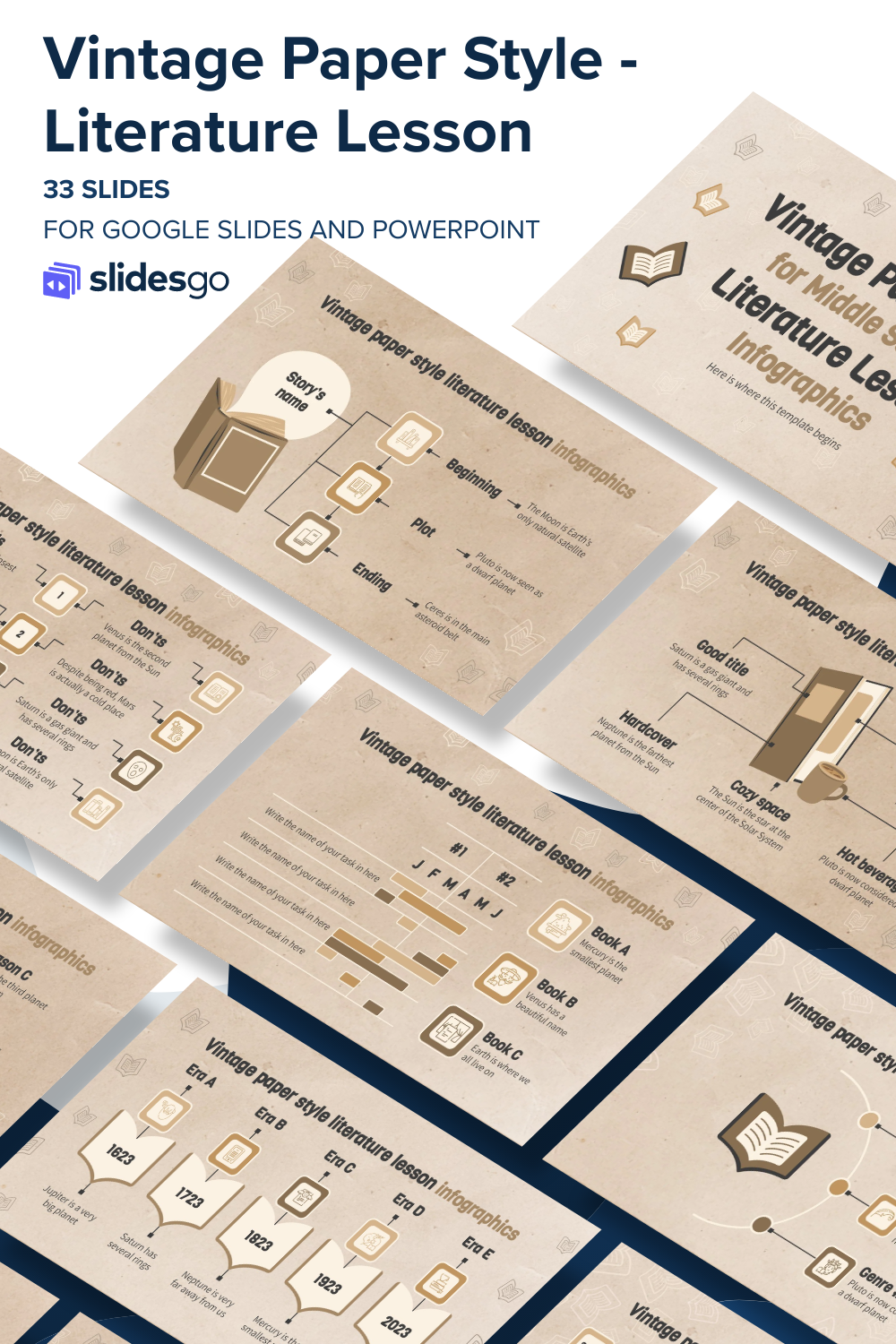Vintage Paper Style for Literature Lesson Infographics