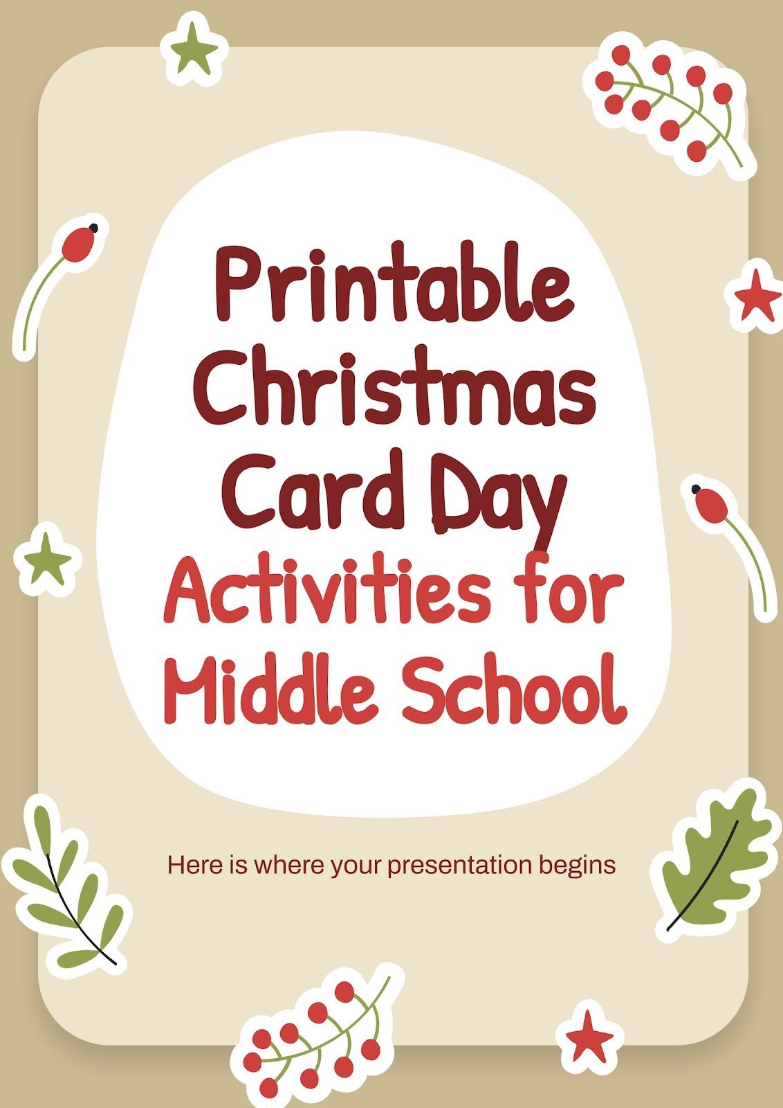 Printable Christmas Card Day Activities for Middle School