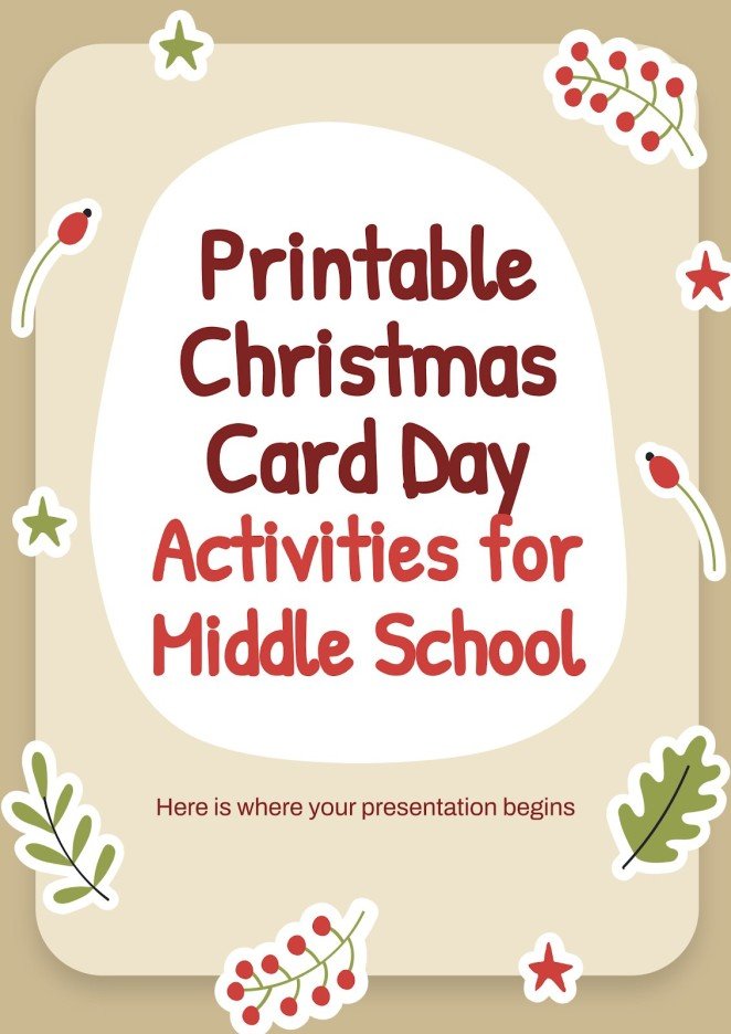 Printable Christmas Card Day Activities for Middle School