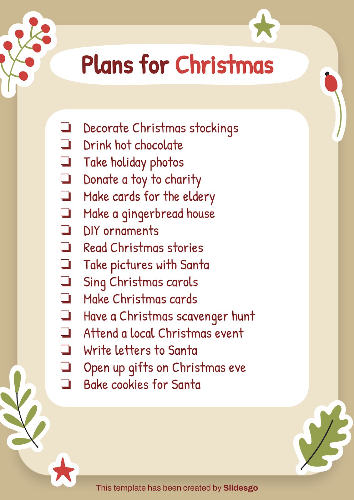 Printable Christmas Card Day Activities for Middle School