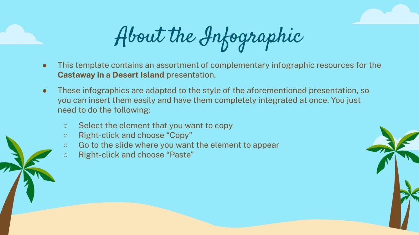 Castaway in a Desert Island Infographics | Google Slides
