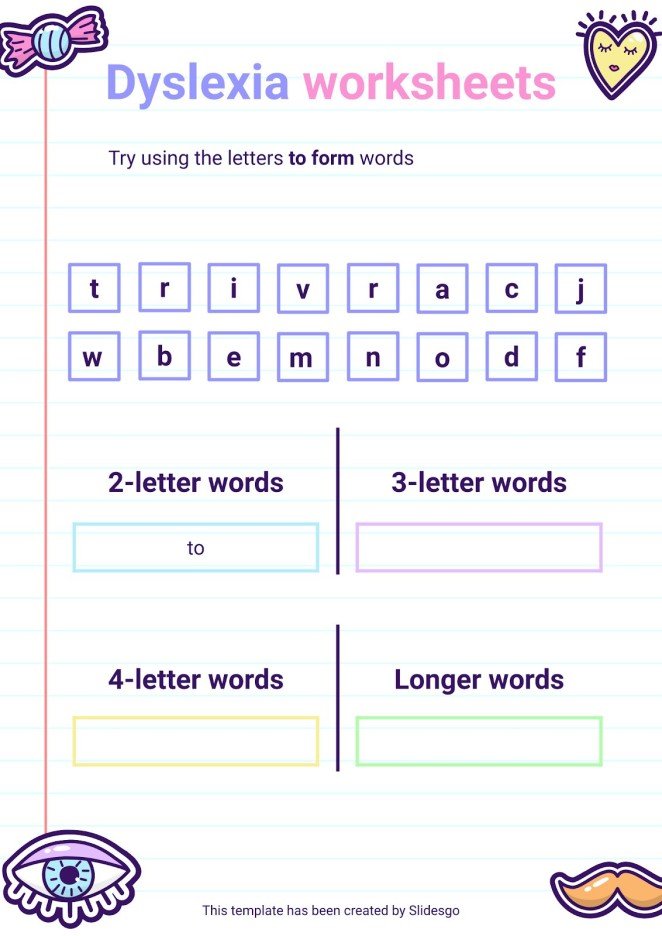 Printable Dyslexia Worksheets for Elementary | Google Slides