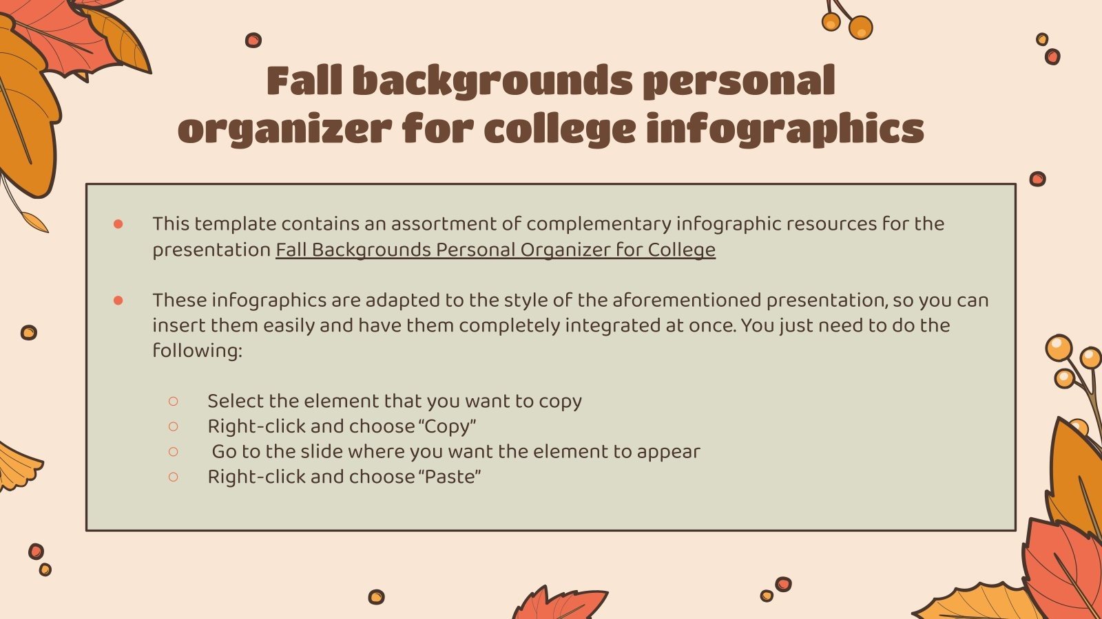 Fall Backgrounds Personal Organizer for College Infographics