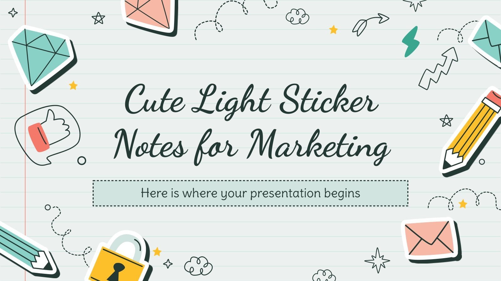 Cute Light Sticker Notes for Marketing | Google Slides & PPT