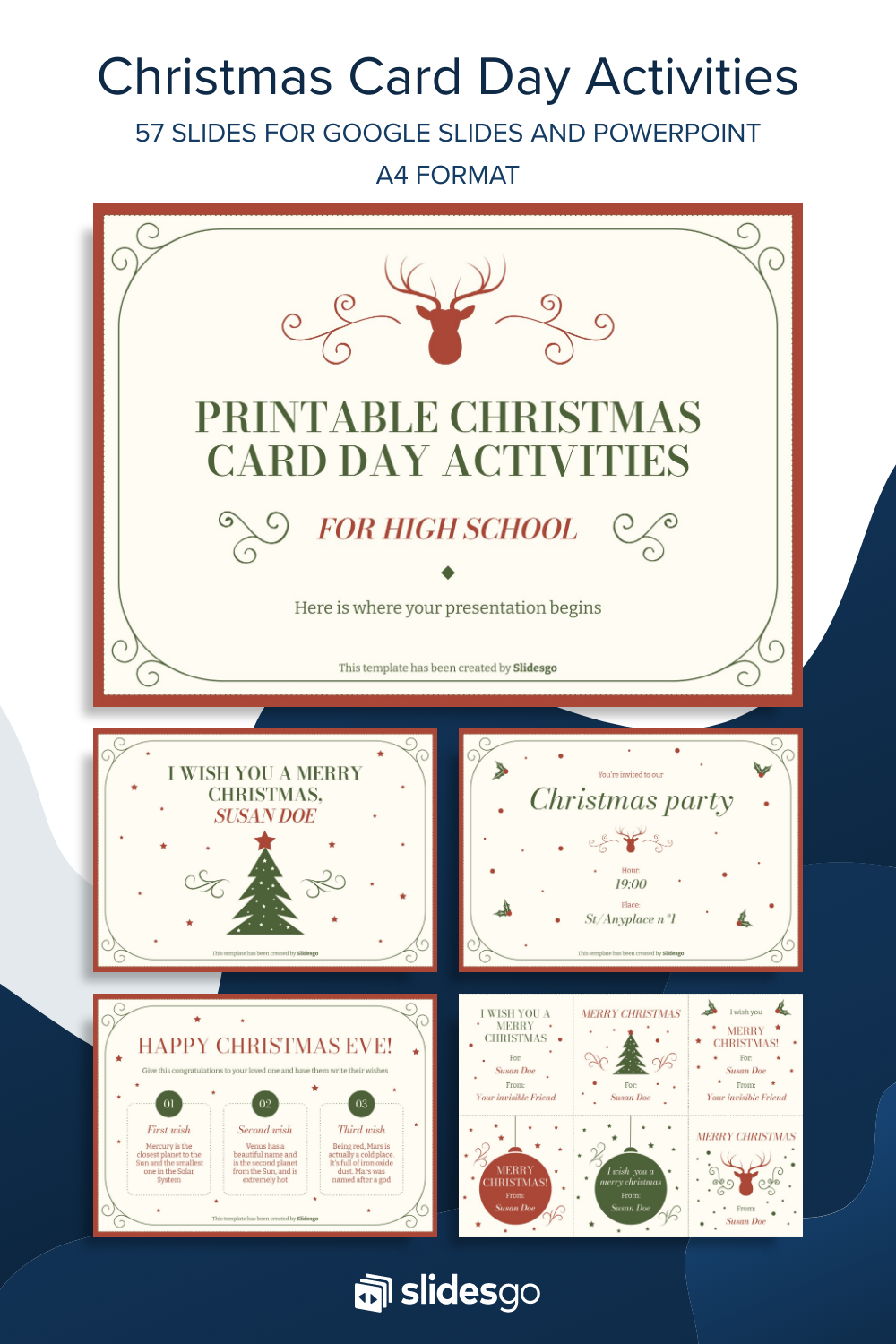 Printable Christmas Card Day Activities for High School