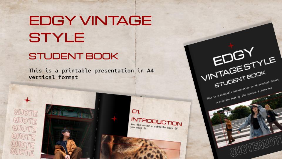 Edgy Vintage Style Student Book | Google Slides & PowerPoint