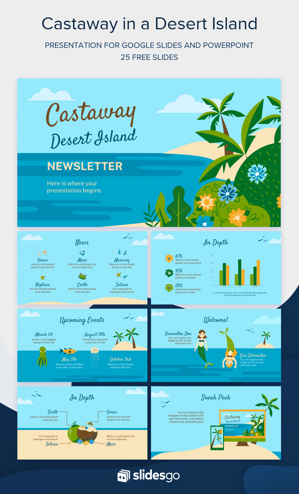 Castaway in a Desert Island | Google Slides & PPT theme