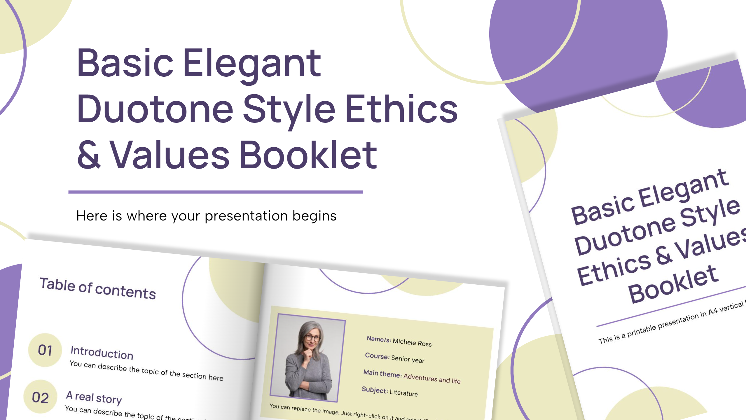 Basic elegant duotone style ethics and values booklet