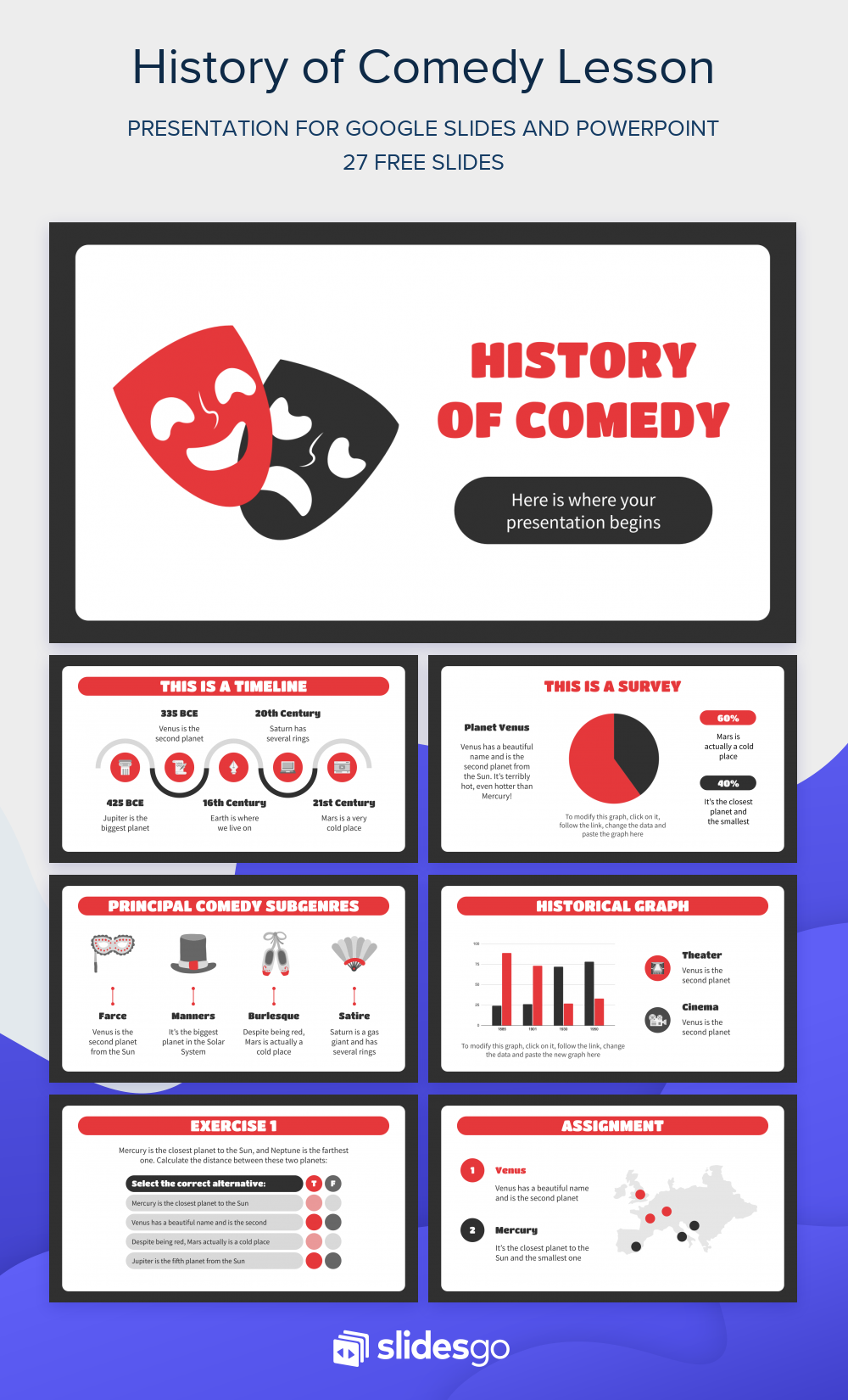 History of Comedy Lesson Google Slides & PowerPoint