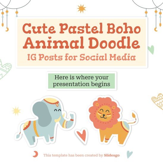 Cute Pastel Boho Animal Doodle IG Posts | Google Slides