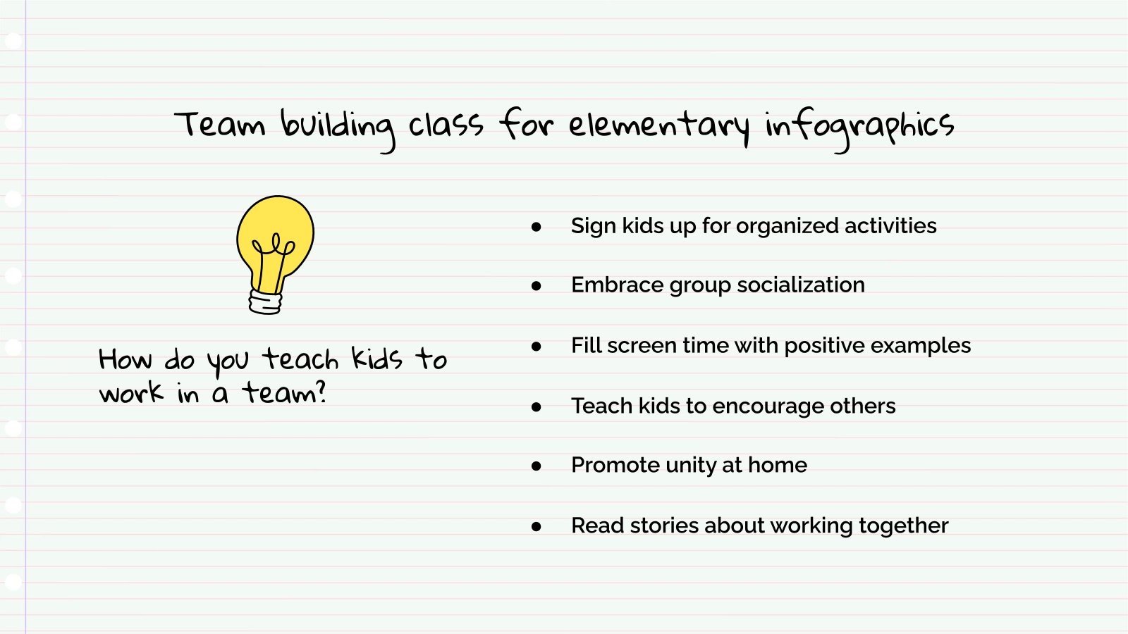 Team Building Class for Elementary Infographics