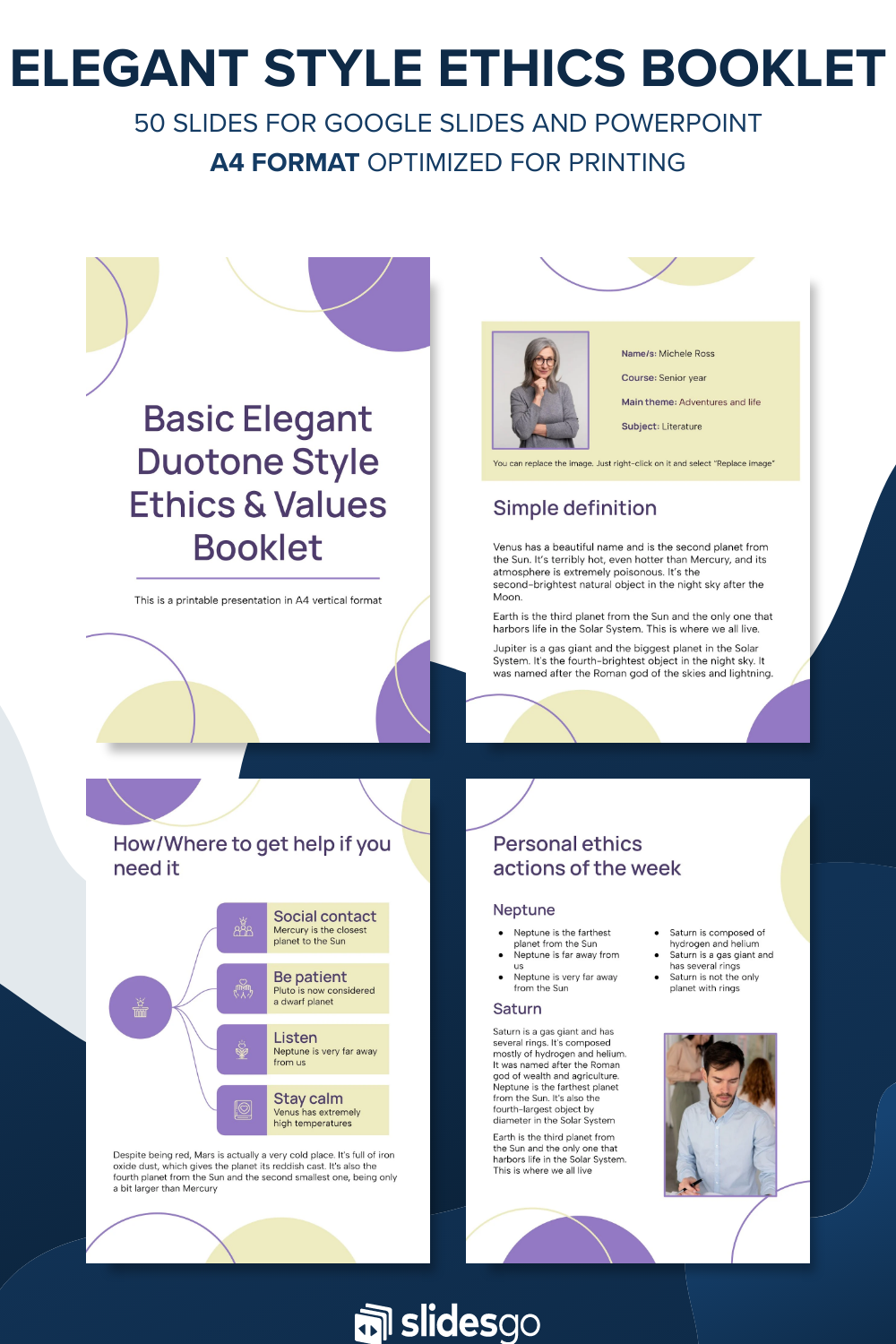 Basic elegant duotone style ethics and values booklet