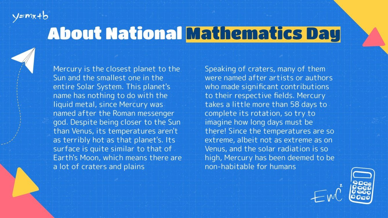 Enjoy Mathematics Day at School! | Google Slides & PPT