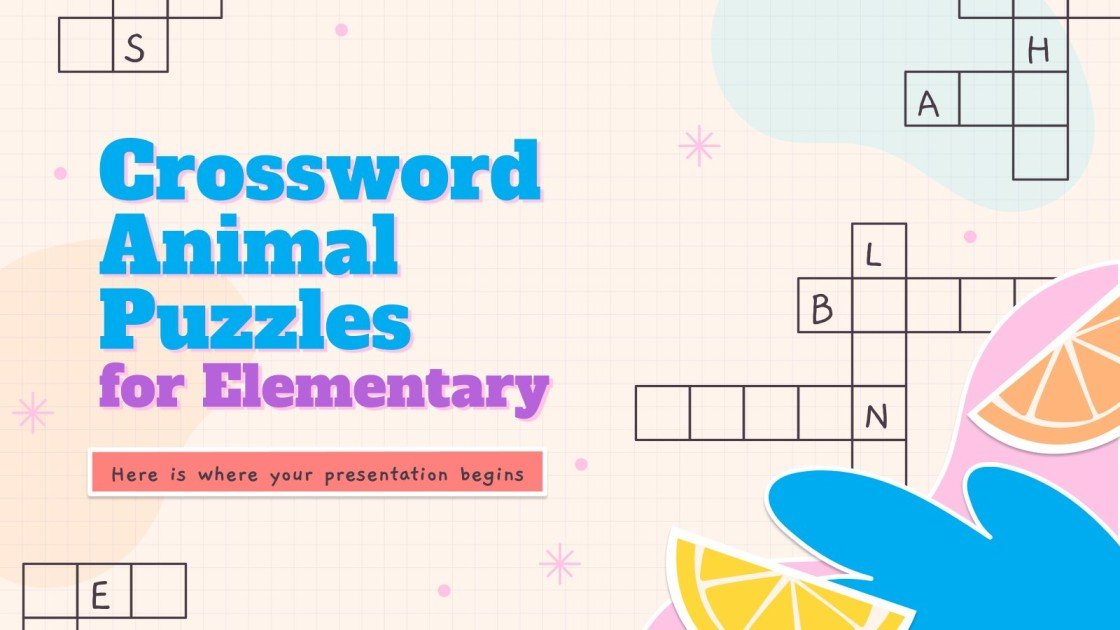 Crossword Animal Puzzles for Elementary | Google Slides