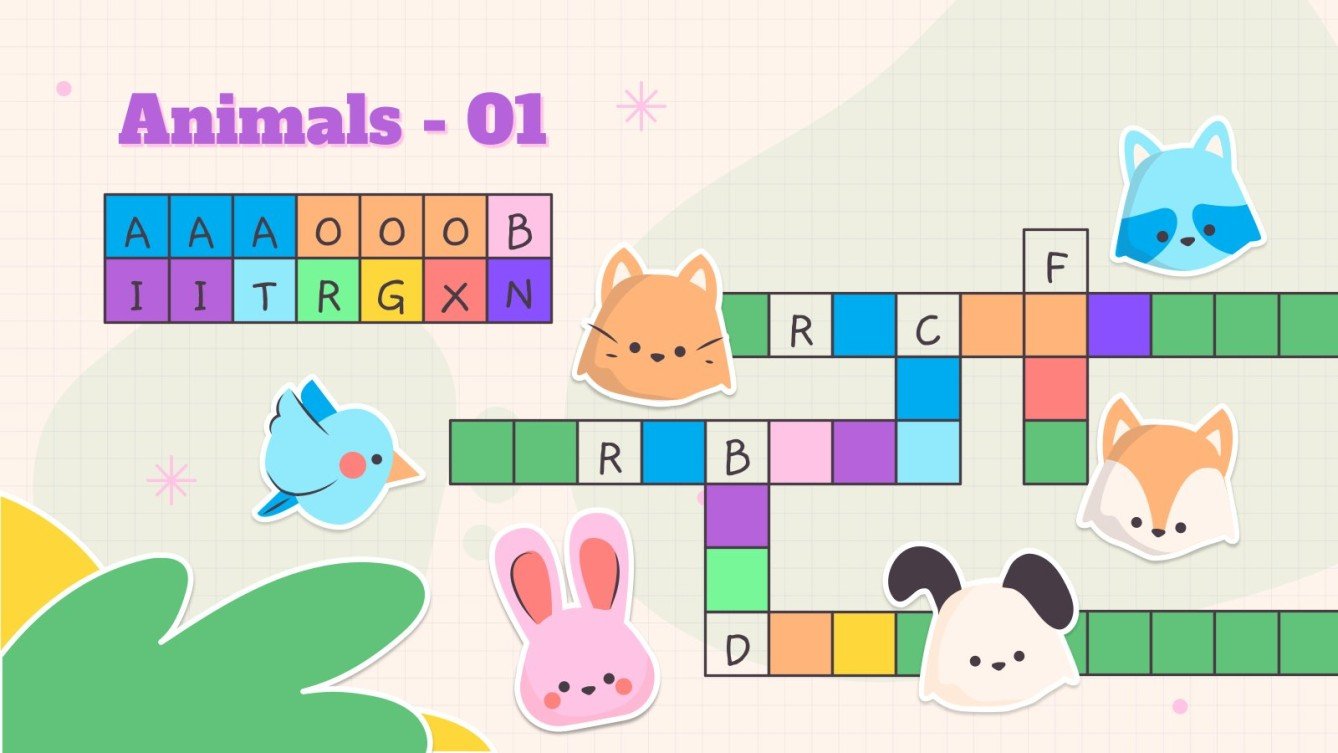 Crossword Animal Puzzles for Elementary | Google Slides