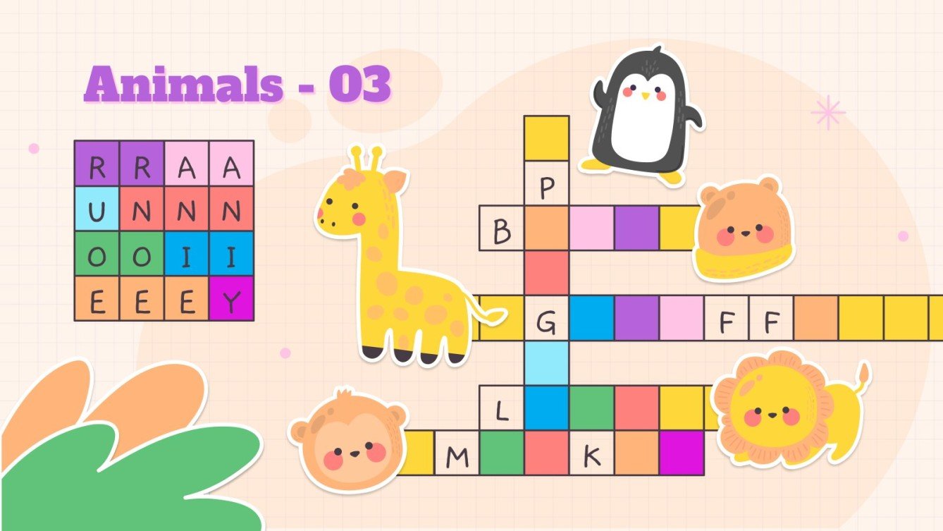 Crossword Animal Puzzles for Elementary | Google Slides