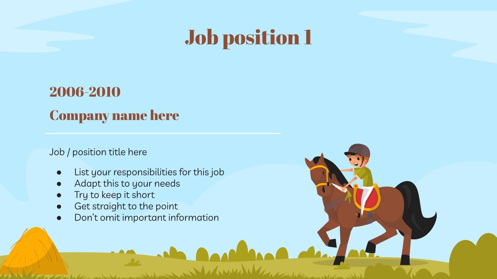 Horse Riding Trainer CV | Google Slides and PowerPoint
