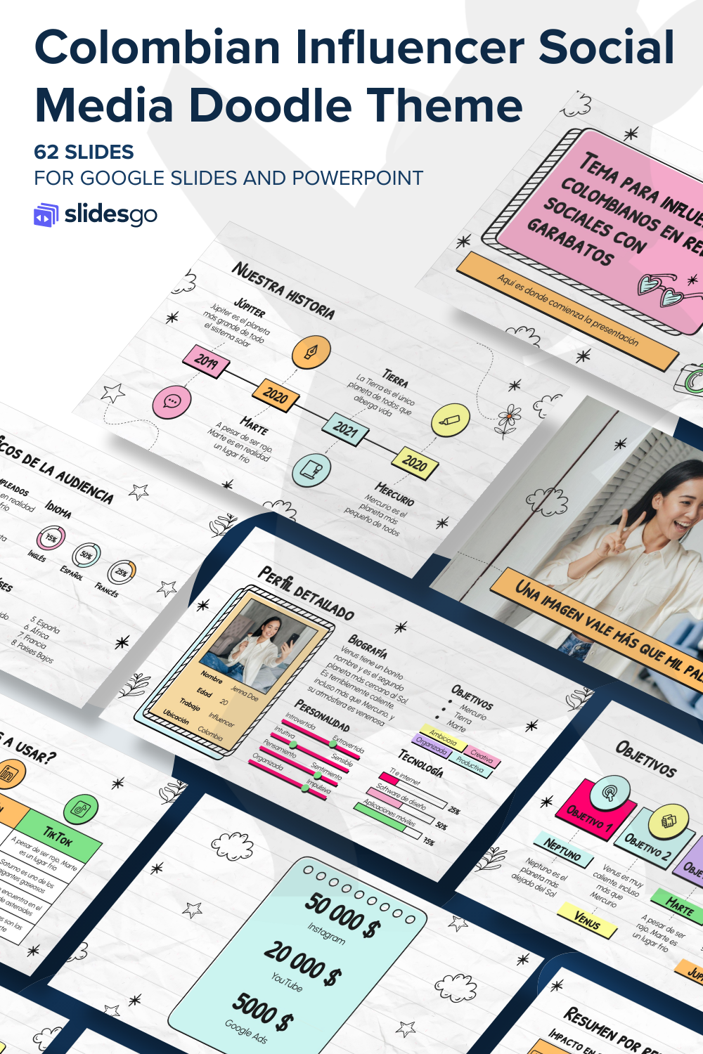 Colombian Influencer Social Media Doodle Theme