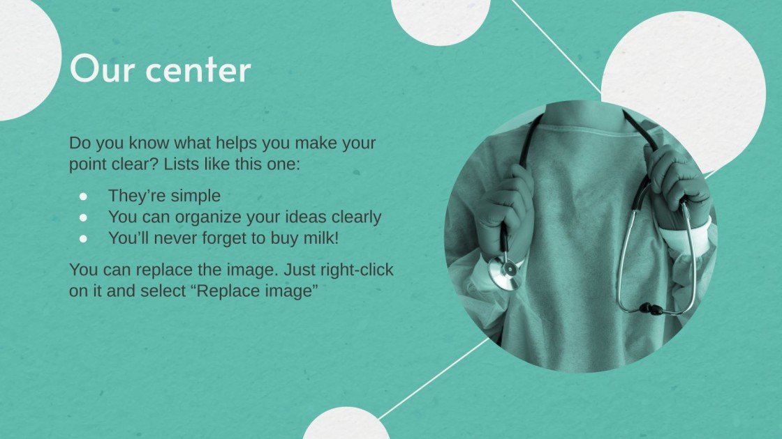 Simple Surgeon Style Healthcare Center | Google Slides