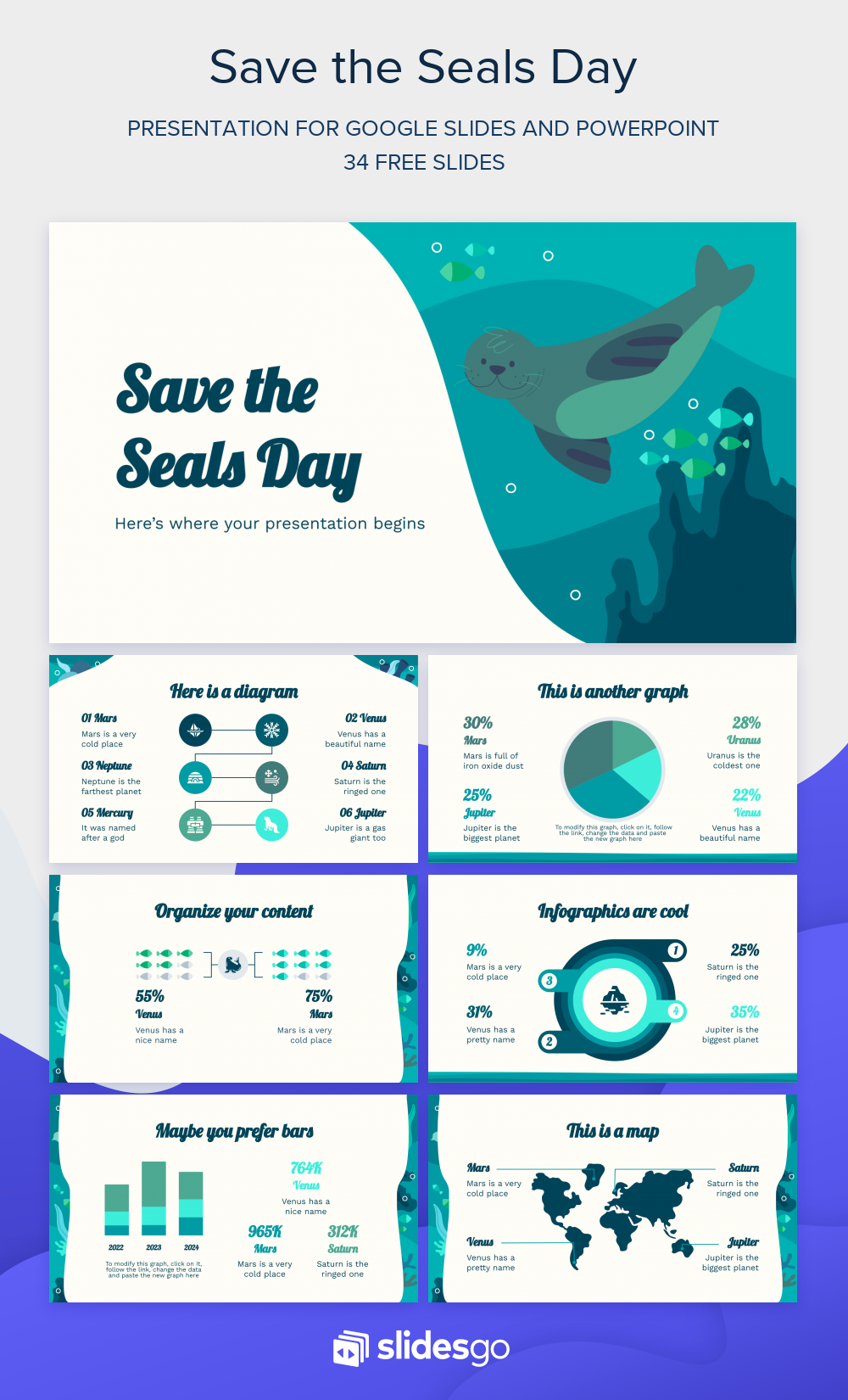Save the Seals Day Google Slides theme & PowerPoint template