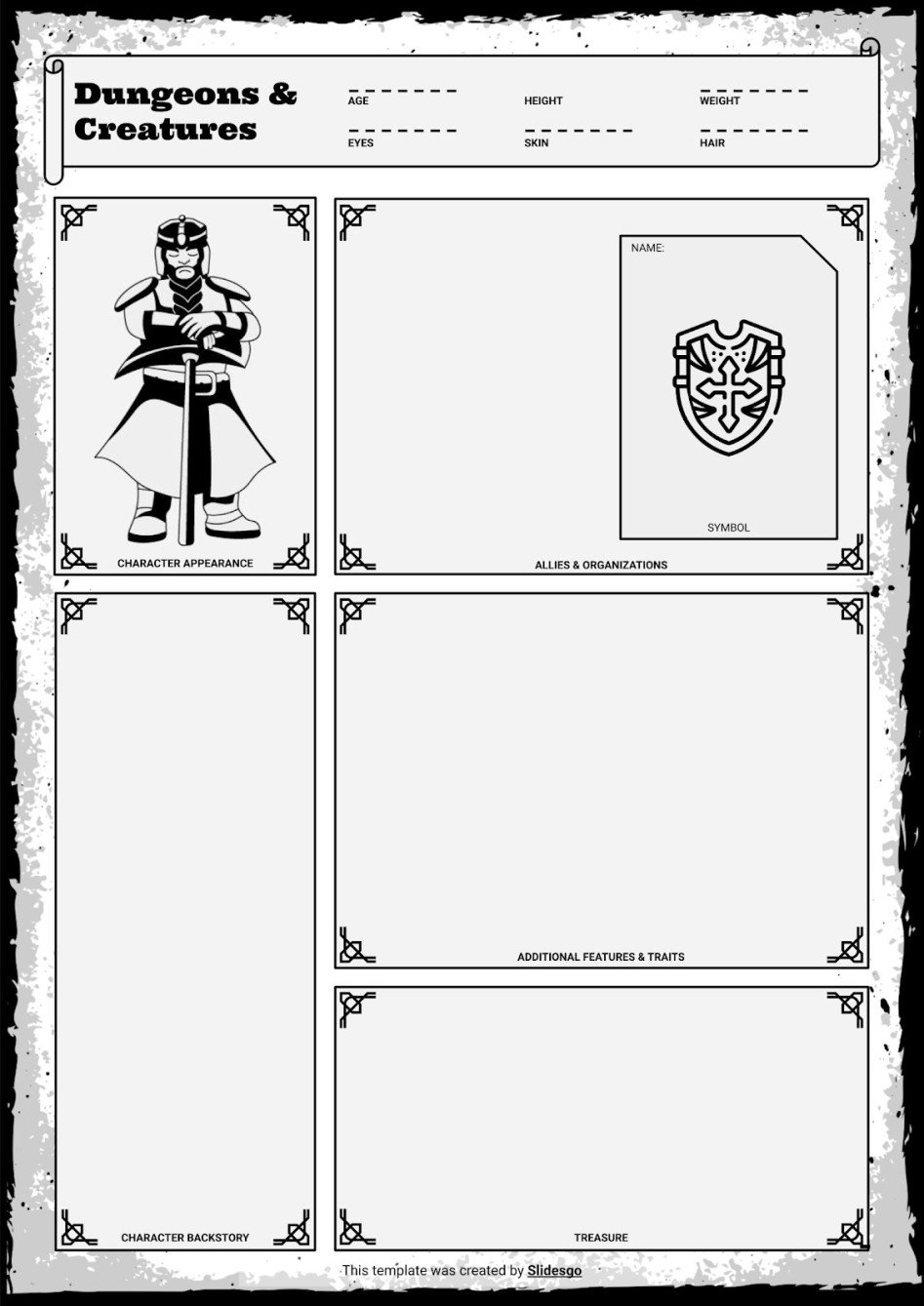 Dungeons and Creatures: Dwarf Character Sheet