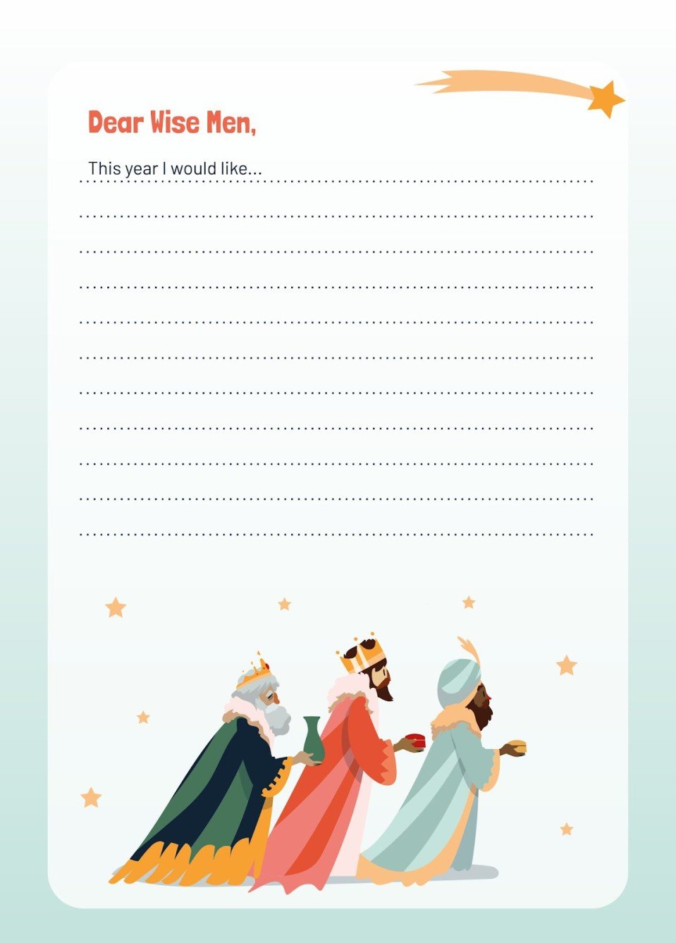 Three Kings Day Printable Letters | Google Slides & PowerPoint