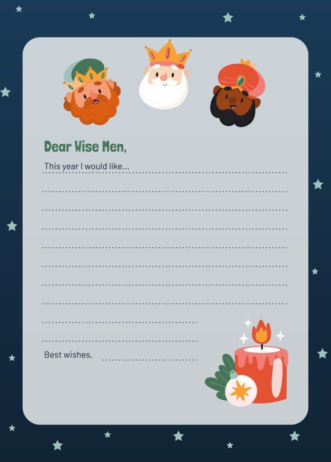 Three Kings Day Printable Letters | Google Slides & PowerPoint