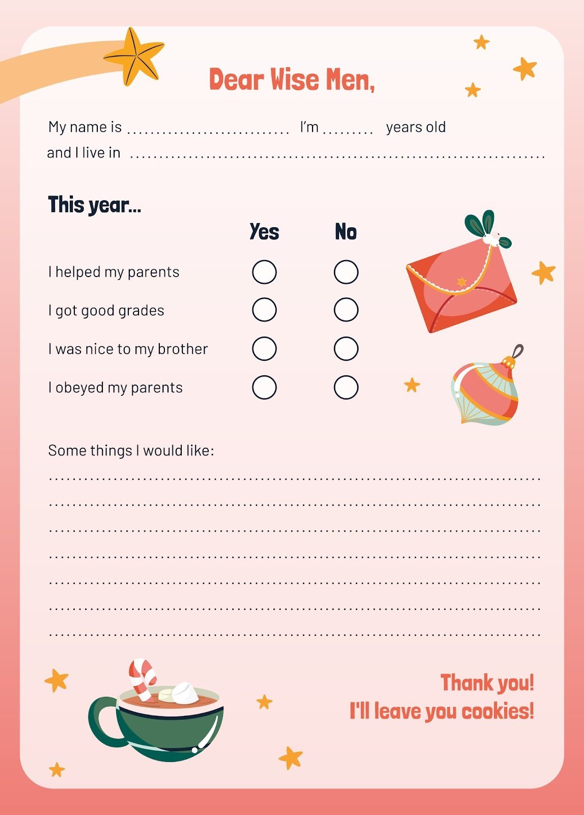 Three Kings Day Printable Letters | Google Slides & PowerPoint