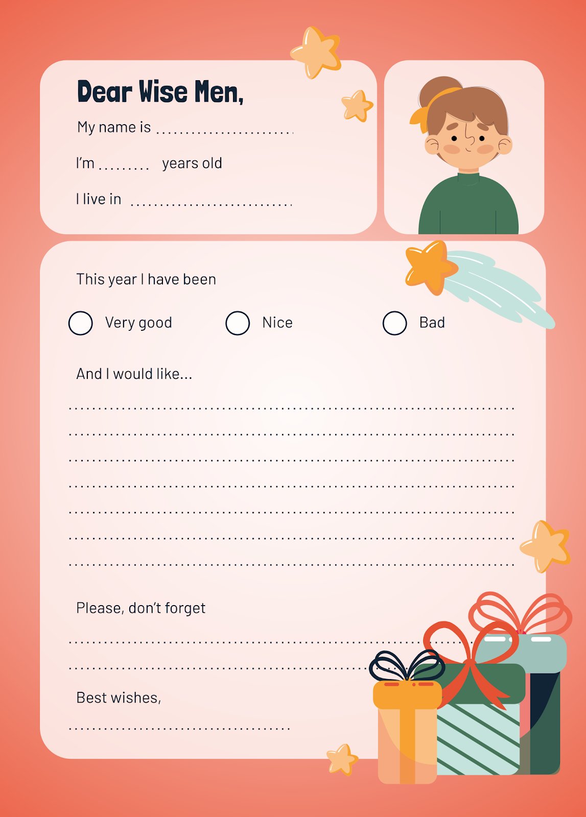 Three Kings Day Printable Letters | Google Slides & PowerPoint