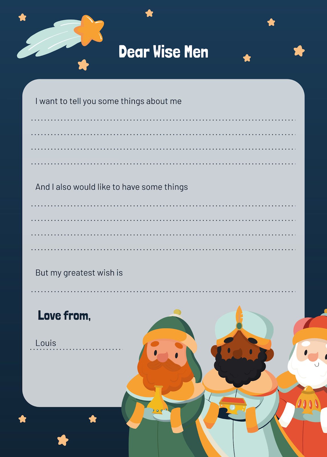 Three Kings Day Printable Letters | Google Slides & PowerPoint