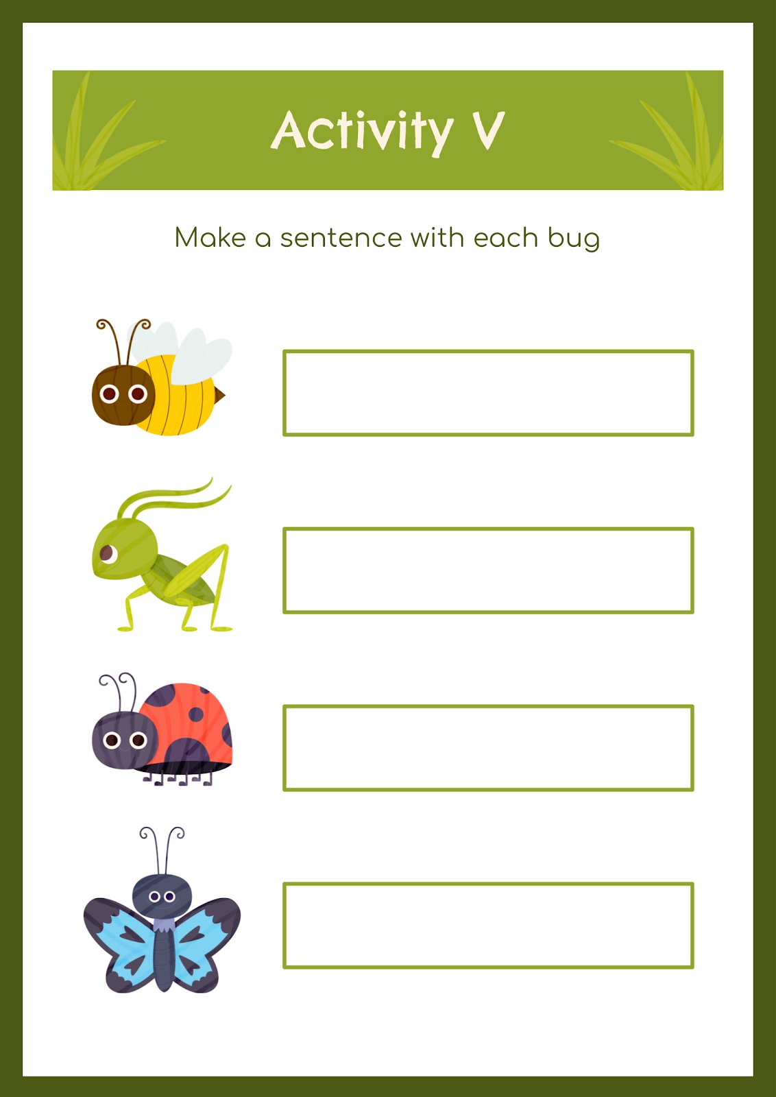 Tarjetas y actividades imprimibles sobre insectos para primaria