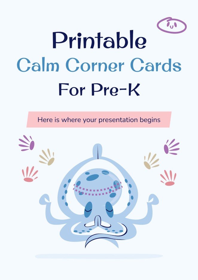 Printable Calm Corner Cards for Pre-K | Google Slides & PPT