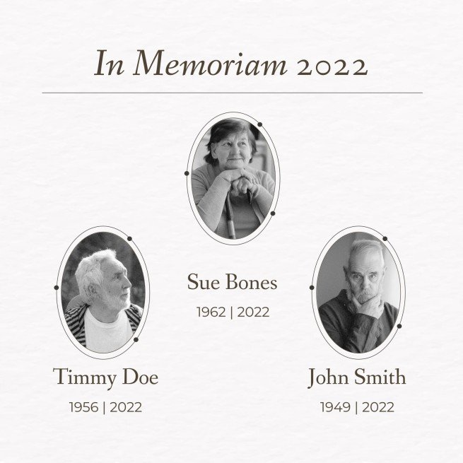 In Memoriam von Prominenten für IG Posts | Google Slides