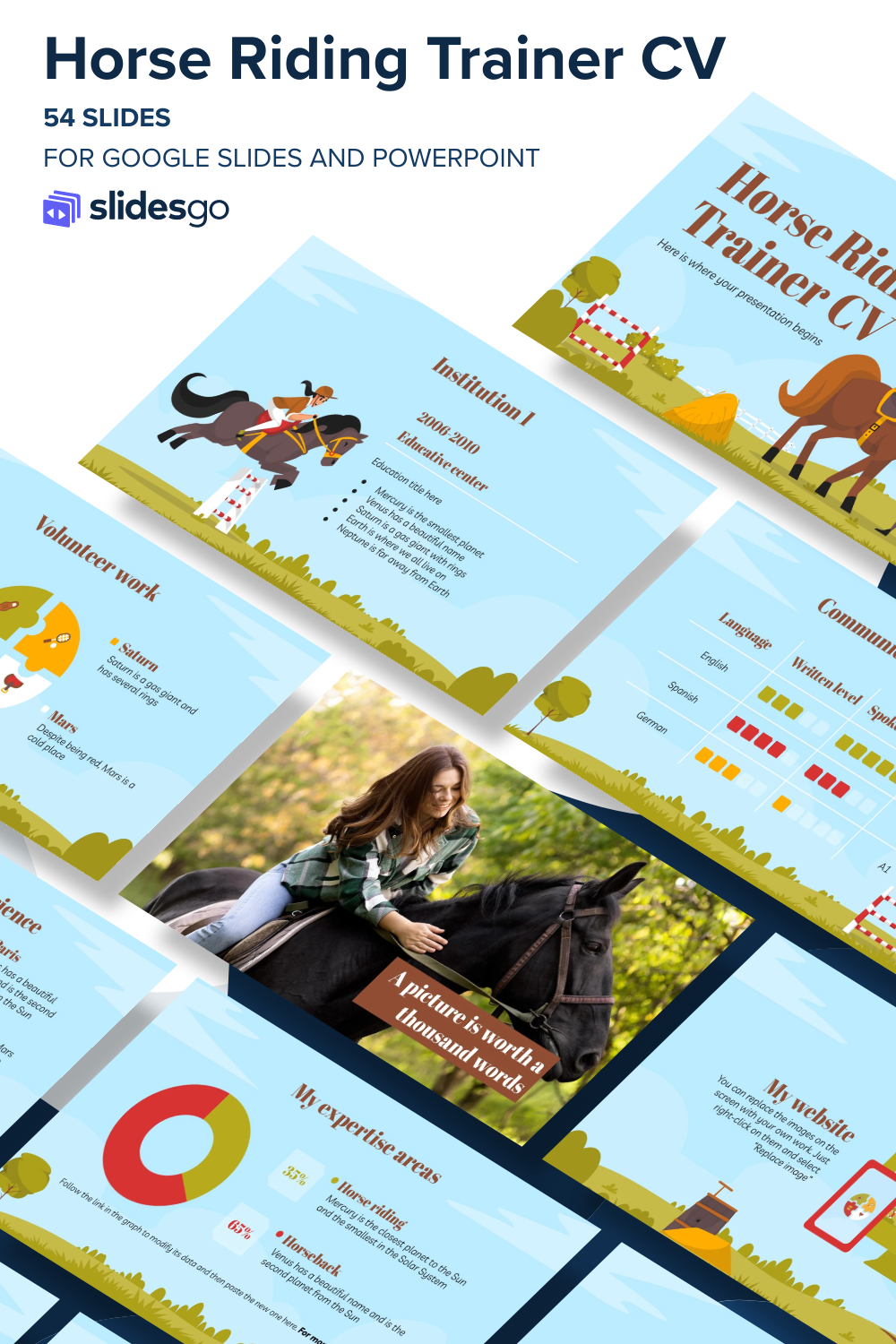 Horse Riding Trainer CV | Google Slides and PowerPoint