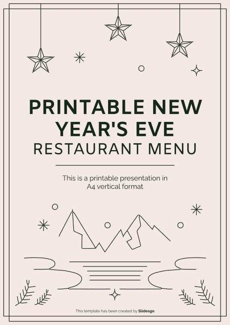 Printable New Year's Eve Restaurant Menu | Google Slides