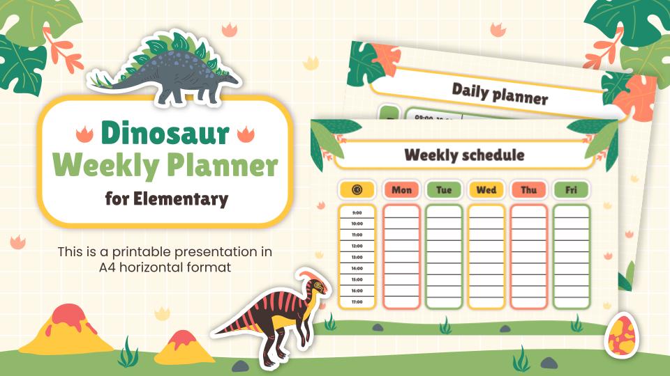 Dinosaur Weekly Planner for Elementary | Google Slides & PPT