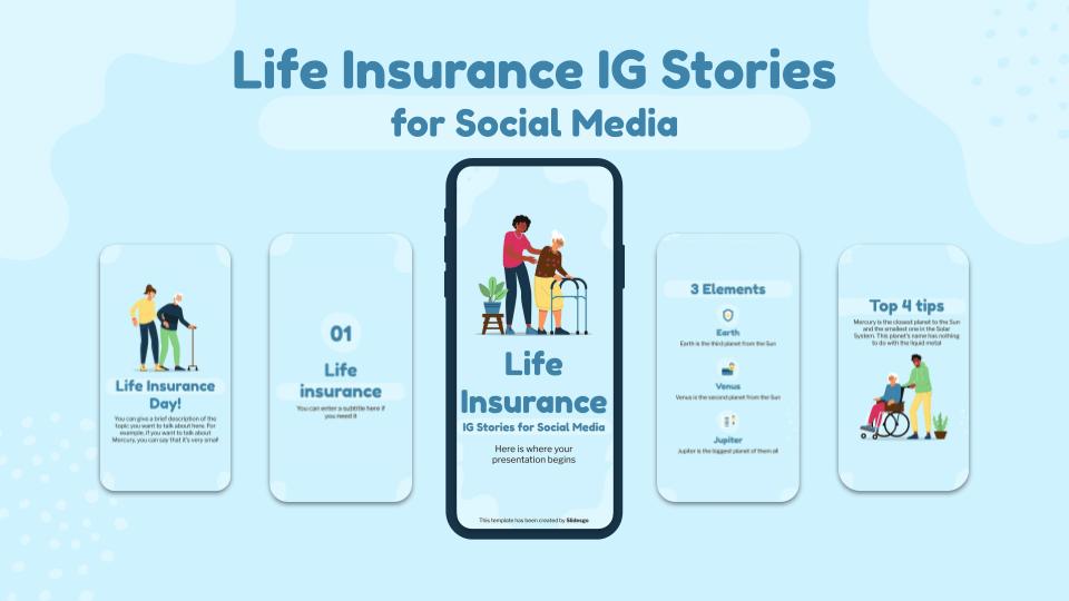 Stories do Instagram sobre seguros de vida | Google Slides