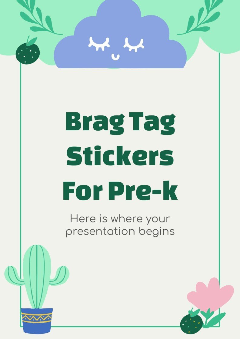 Brag Tag Stickers for Pre-K Google Slides & PPT template