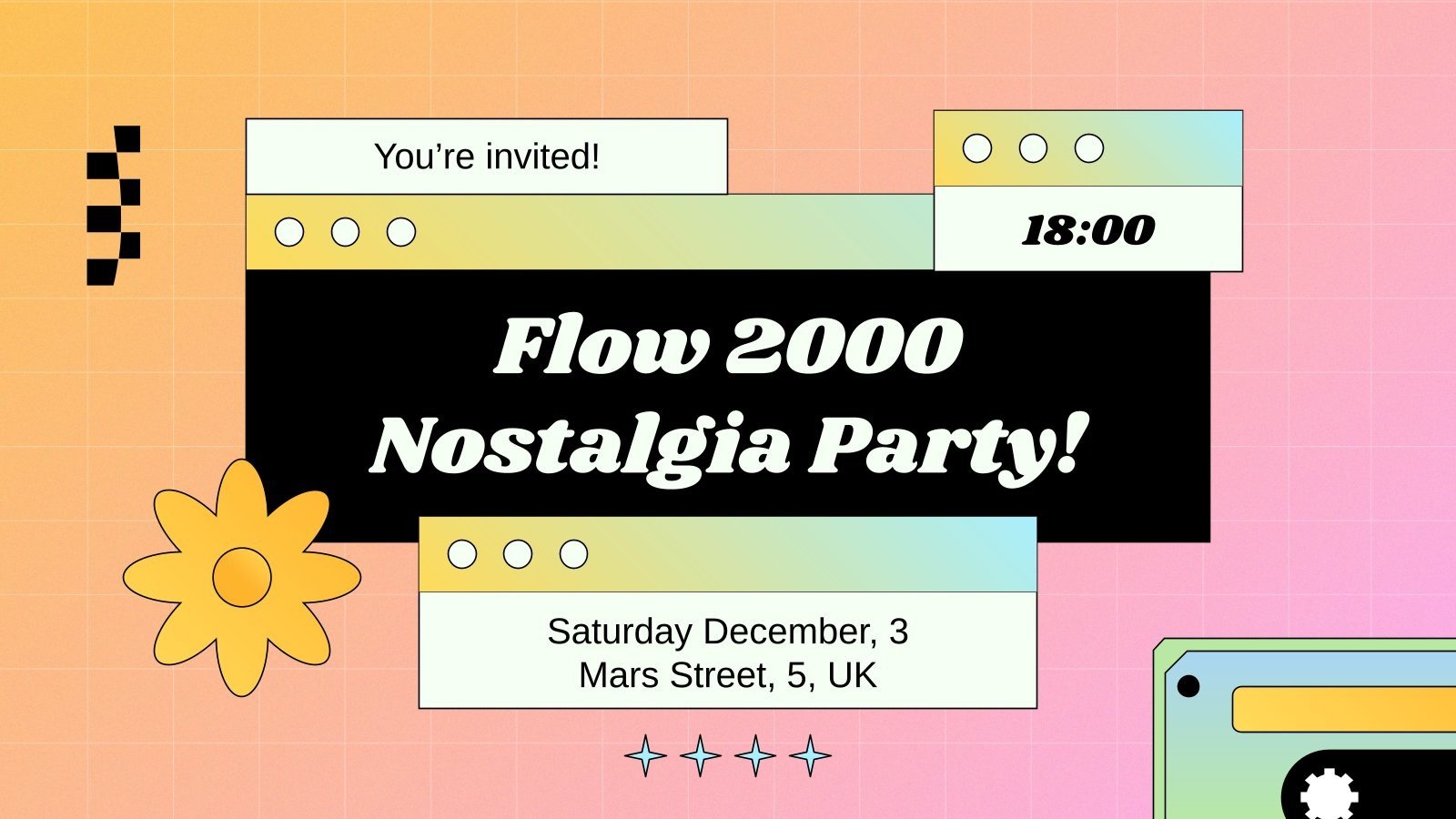 Flow 2000 Nostalgia Party Digital Invitations